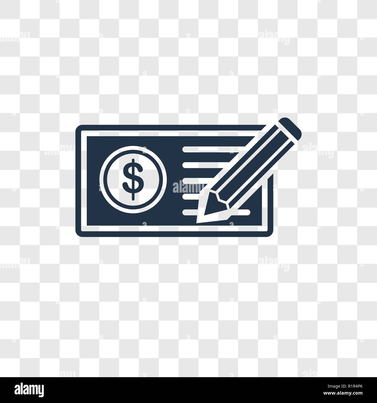 Cheque vector icon isolated on transparent background, Cheque ...
