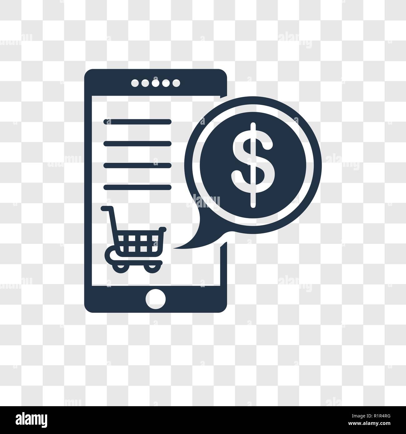 Mobile payment vector icon isolated on transparent background, Mobile ...