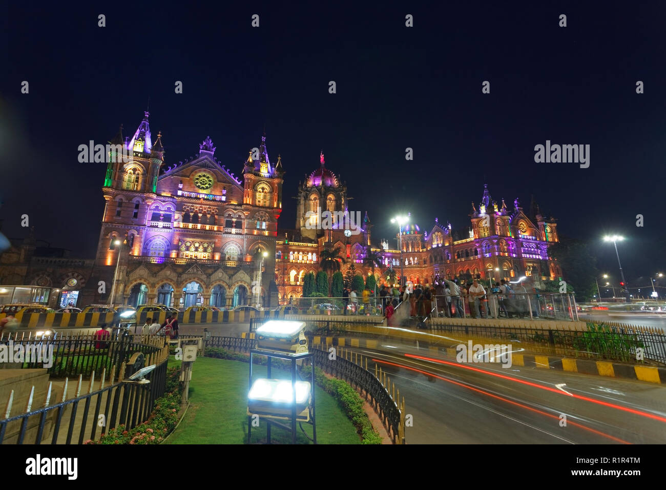 Illuminated chhatrapati shivaji maharaj terminus hi-res stock ...