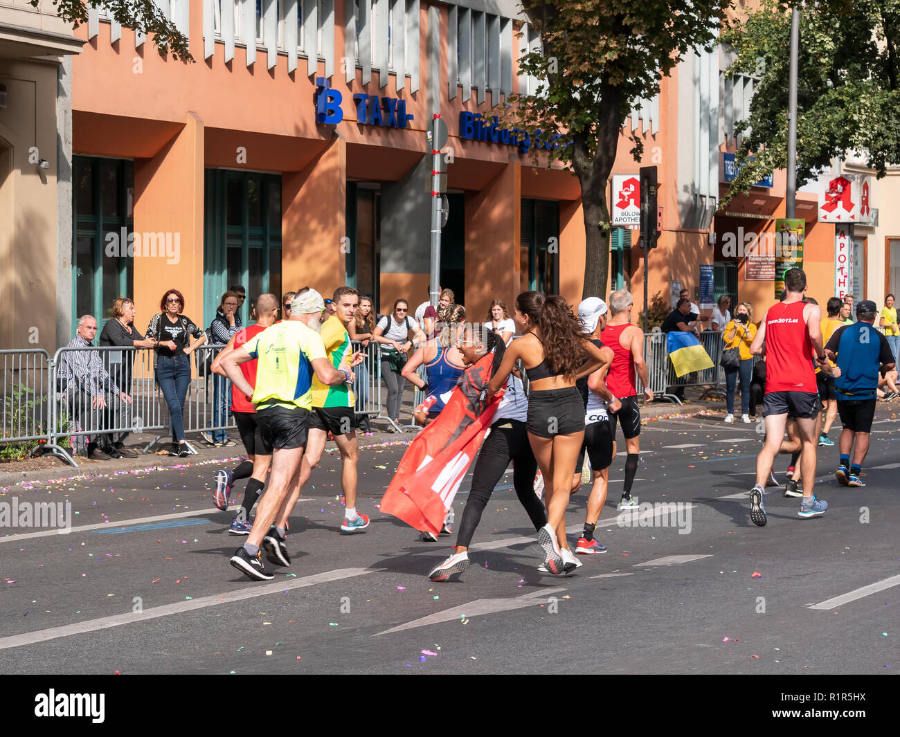 BERLIN, GERMANY - SEPTEMBER 16, 2018: Two Young Women Encouraging ...