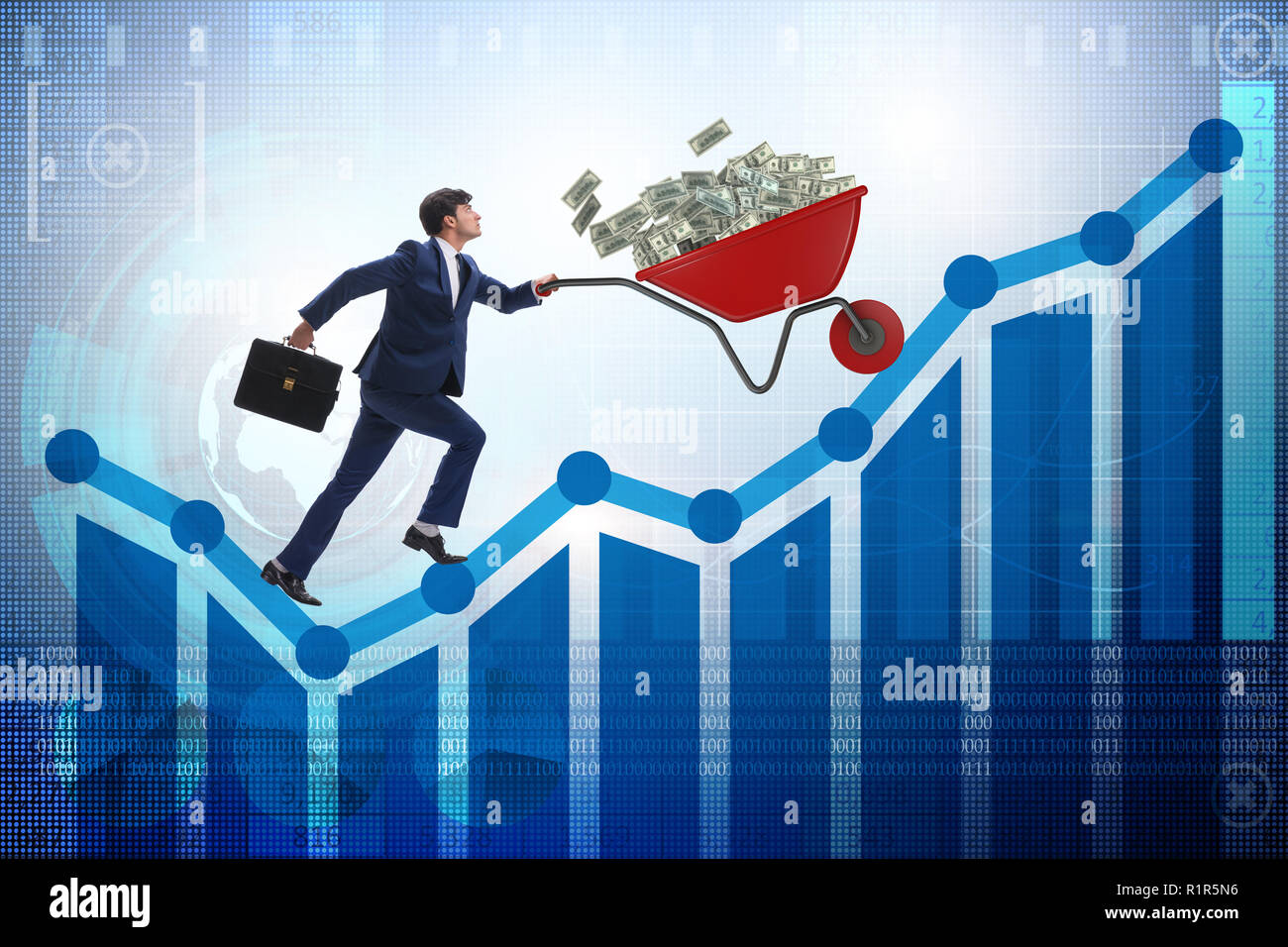 Man pushing wheelbarrow full money hi-res stock photography and images ...
