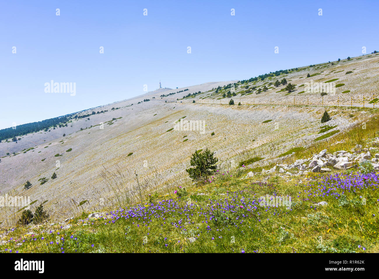 landscape of the upper part of Mont Ventoux, Provence, France, road to ...