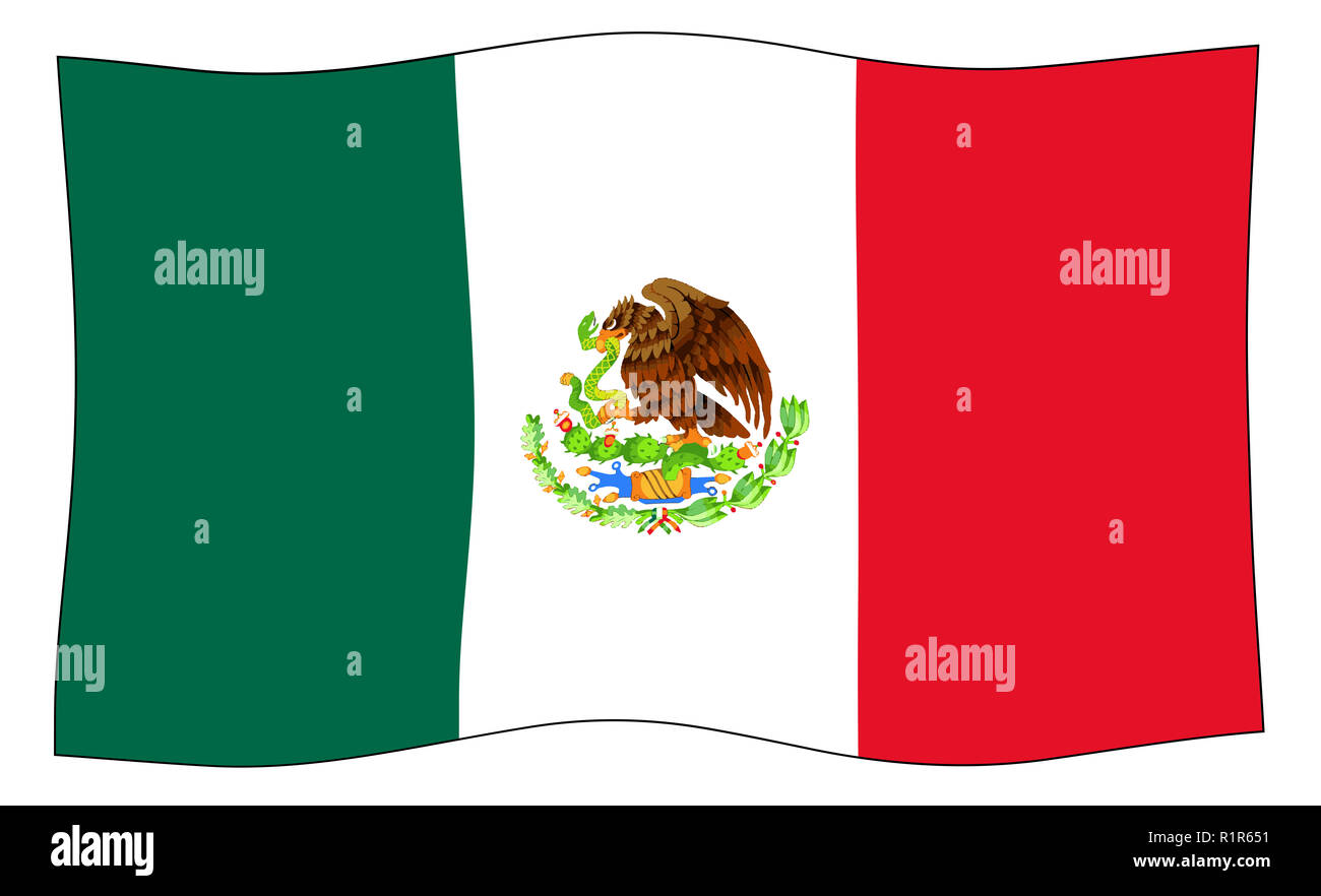 Mexican Flag Waving Clipart