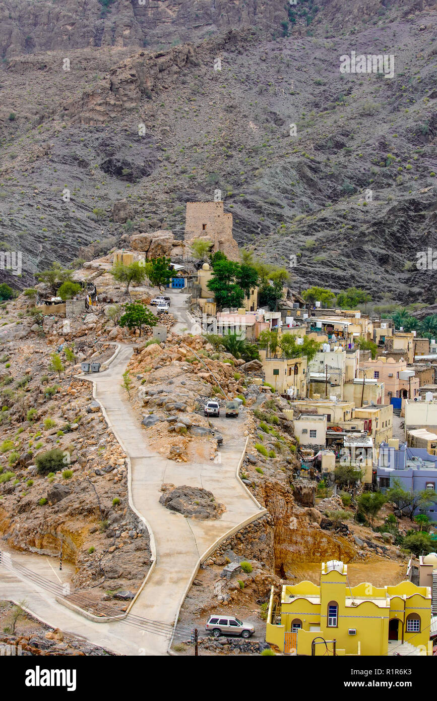 The village of Balad Sayt, Western Hajar Mountains, Oman Stock Photo ...