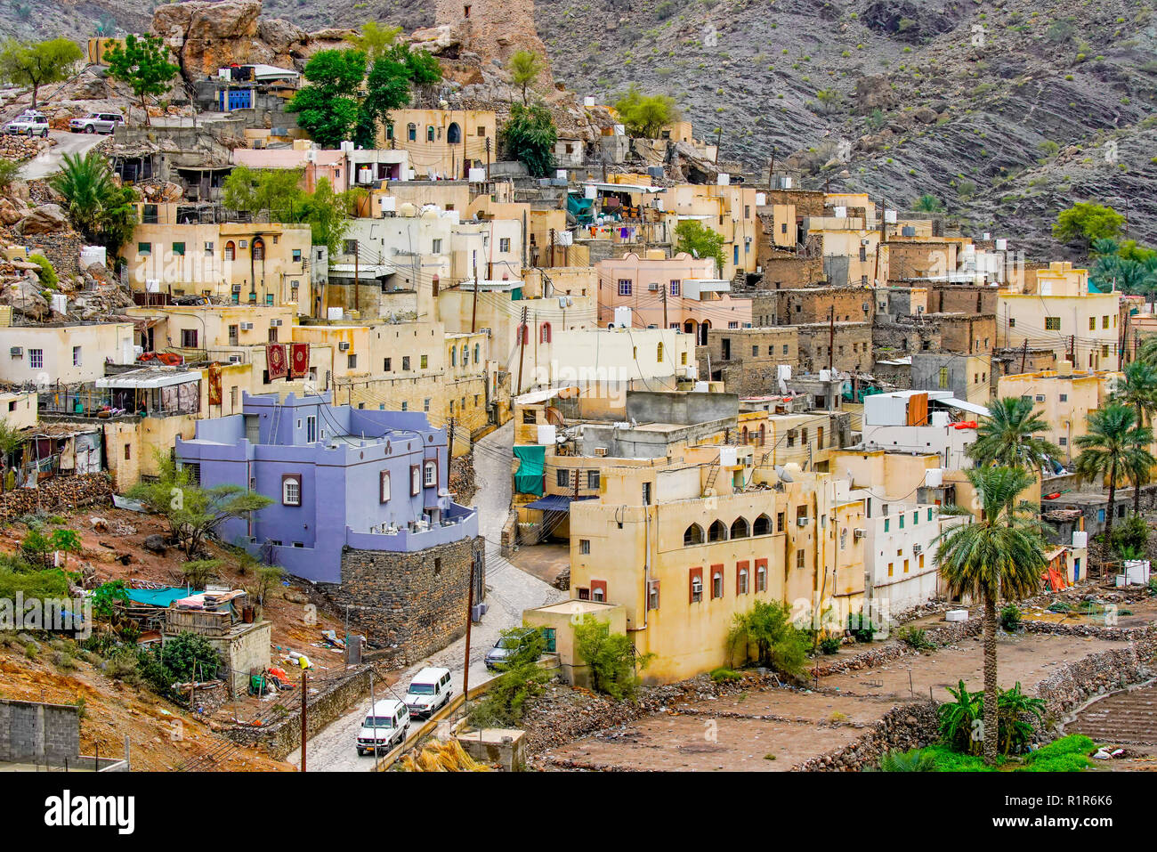 The village of Balad Sayt, Western Hajar Mountains, Oman Stock Photo ...