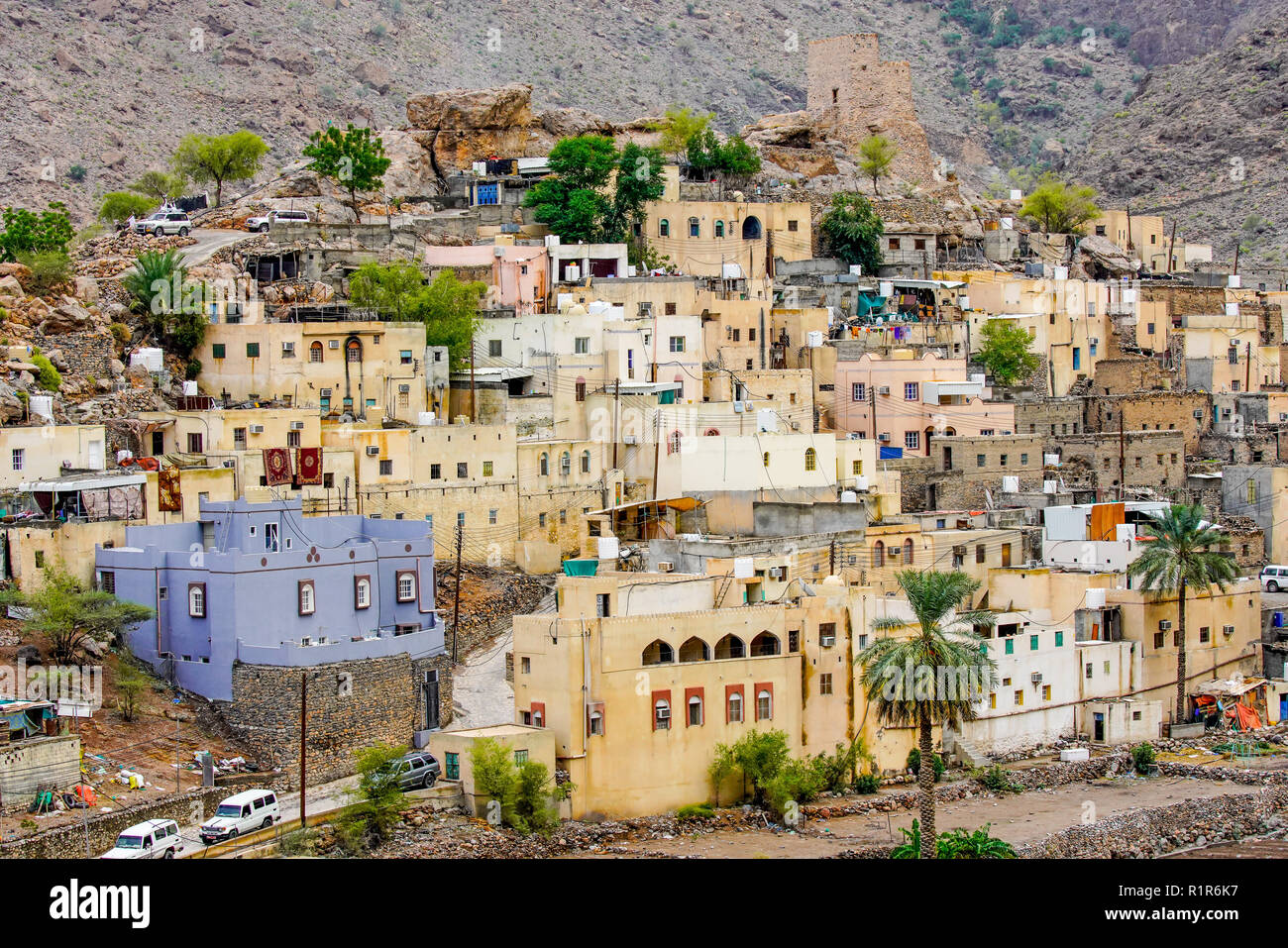 The village of Balad Sayt, Western Hajar Mountains, Oman Stock Photo ...