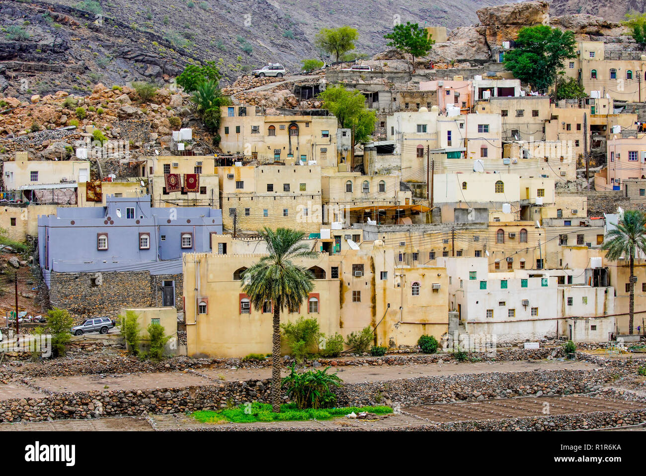 The village of Balad Sayt, Western Hajar Mountains, Oman Stock Photo ...