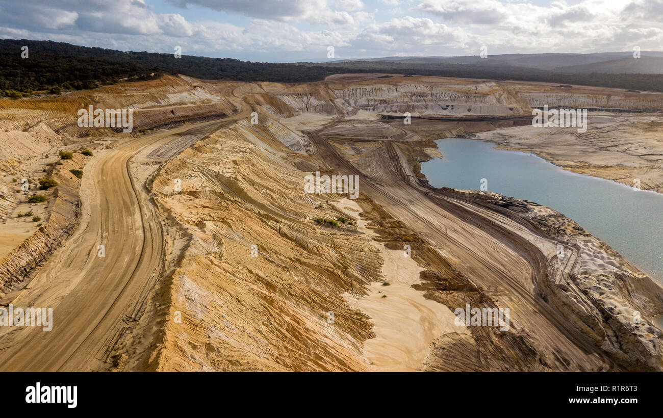 old open cut mine aerial photo Stock Photo - Alamy