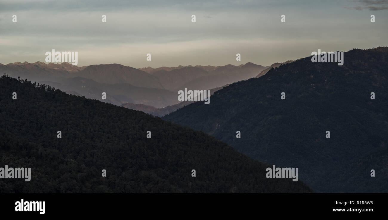 Elevated view of Teesta Valley Forest, Darjeeling, West Bengal, India ...