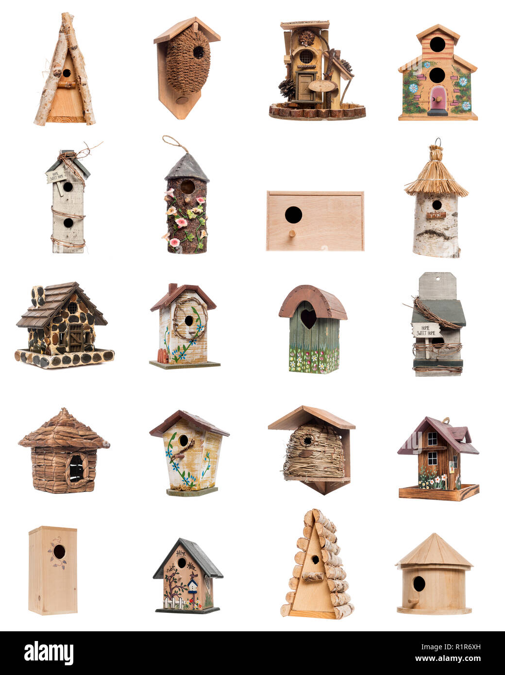 Collection of birdhouses, isolated on white Stock Photo - Alamy