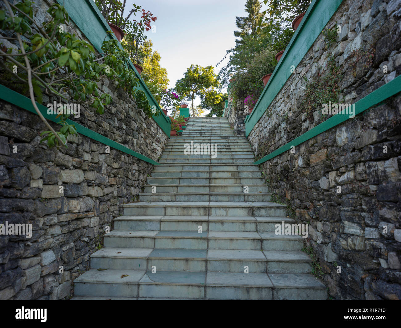 Low angle view of staircase, Darjeeling, West Bengal, India Stock Photo ...