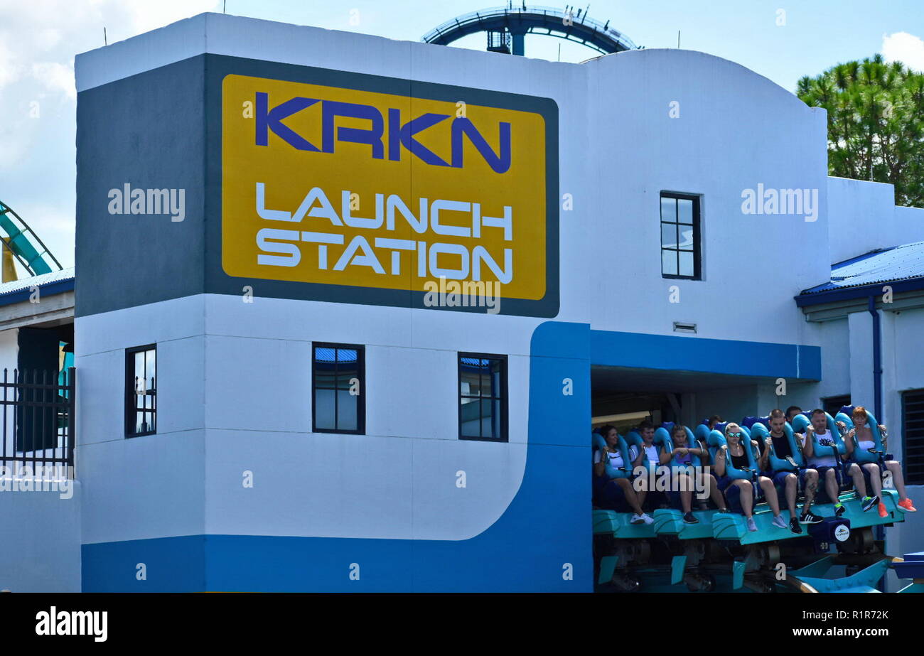 Orlando, Florida. September 21, 2018. Kraken Launch Station start of ...