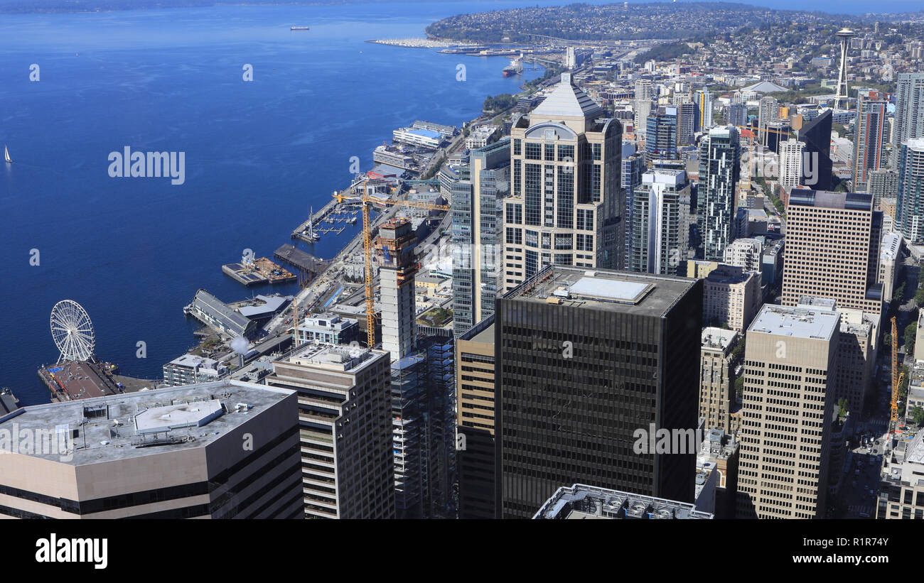 An aerial view of Seattle, Washington skyline Stock Photo - Alamy
