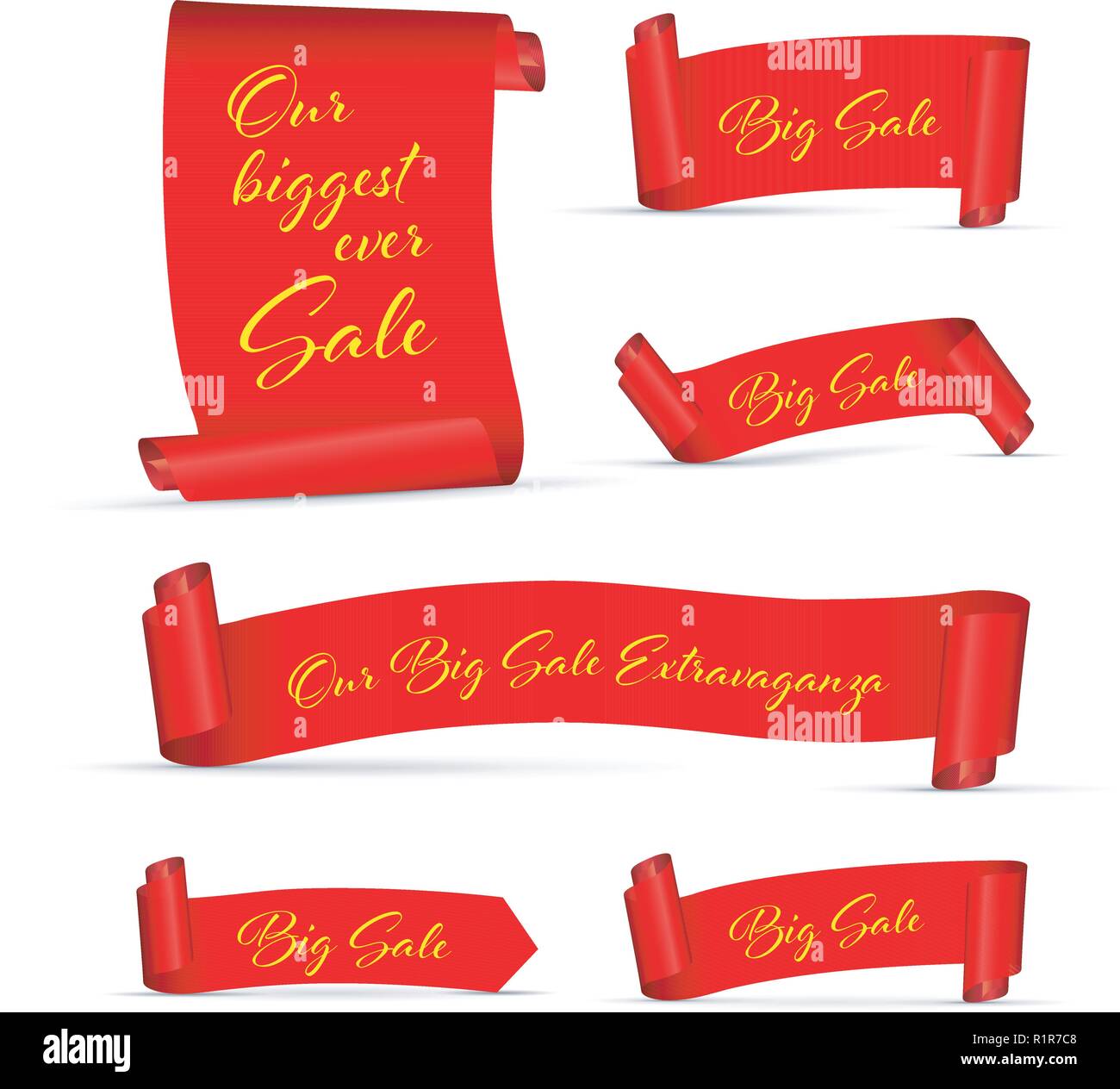 Set of red banners hi-res stock photography and images - Alamy