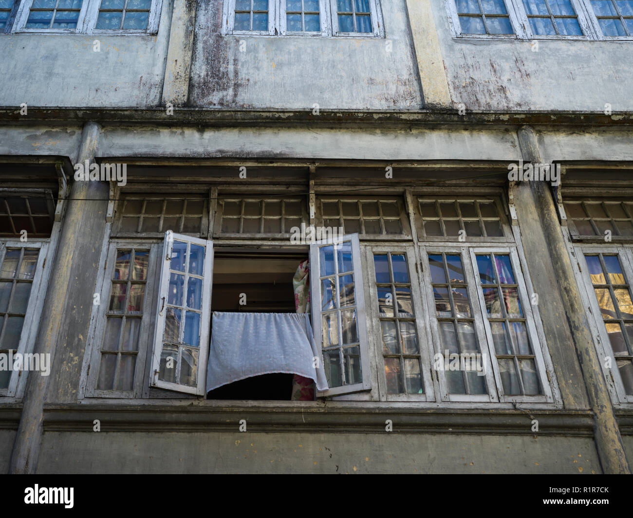 Low angle view windows of a house, Darjeeling, West Bengal, India Stock ...