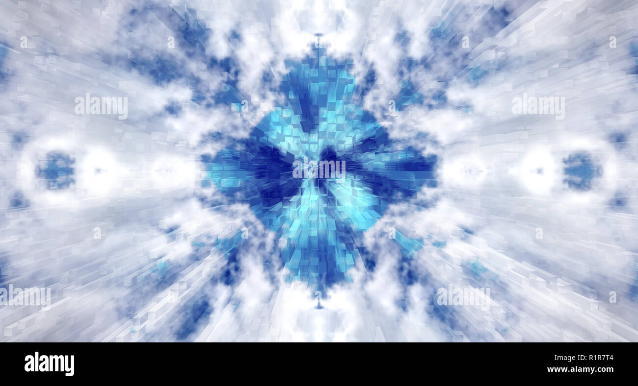 Beautiful abstract background with clouds with cube pieces as city, 3d ...