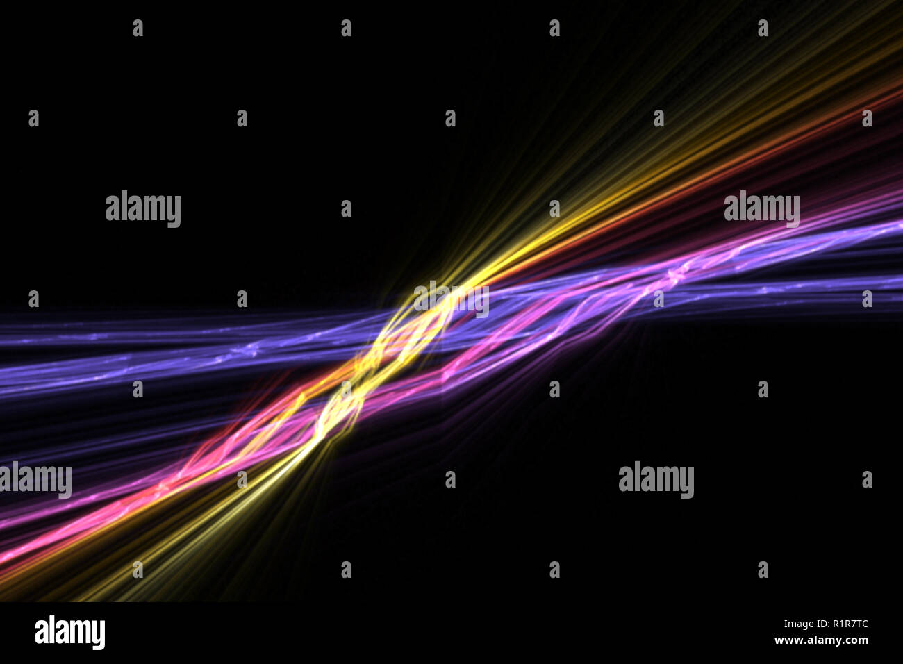 Bright chaotic lights with clouds, modern abstract 3d computer ...