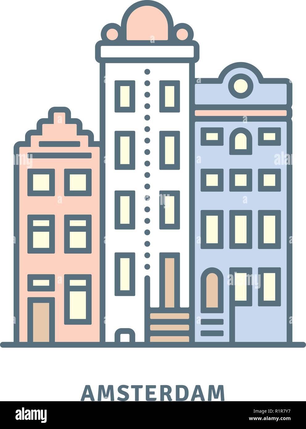 Amsterdam line icon. Dutch houses vector illustration Stock Vector ...