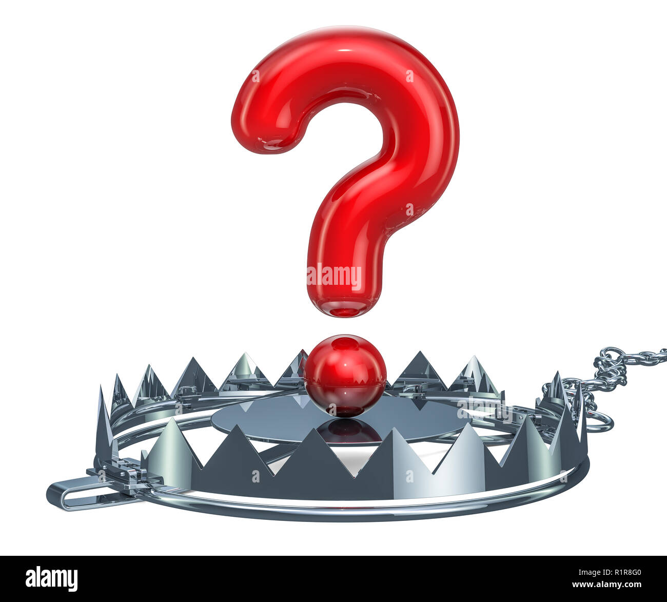 Trap with question mark, 3D rendering isolated on white background ...