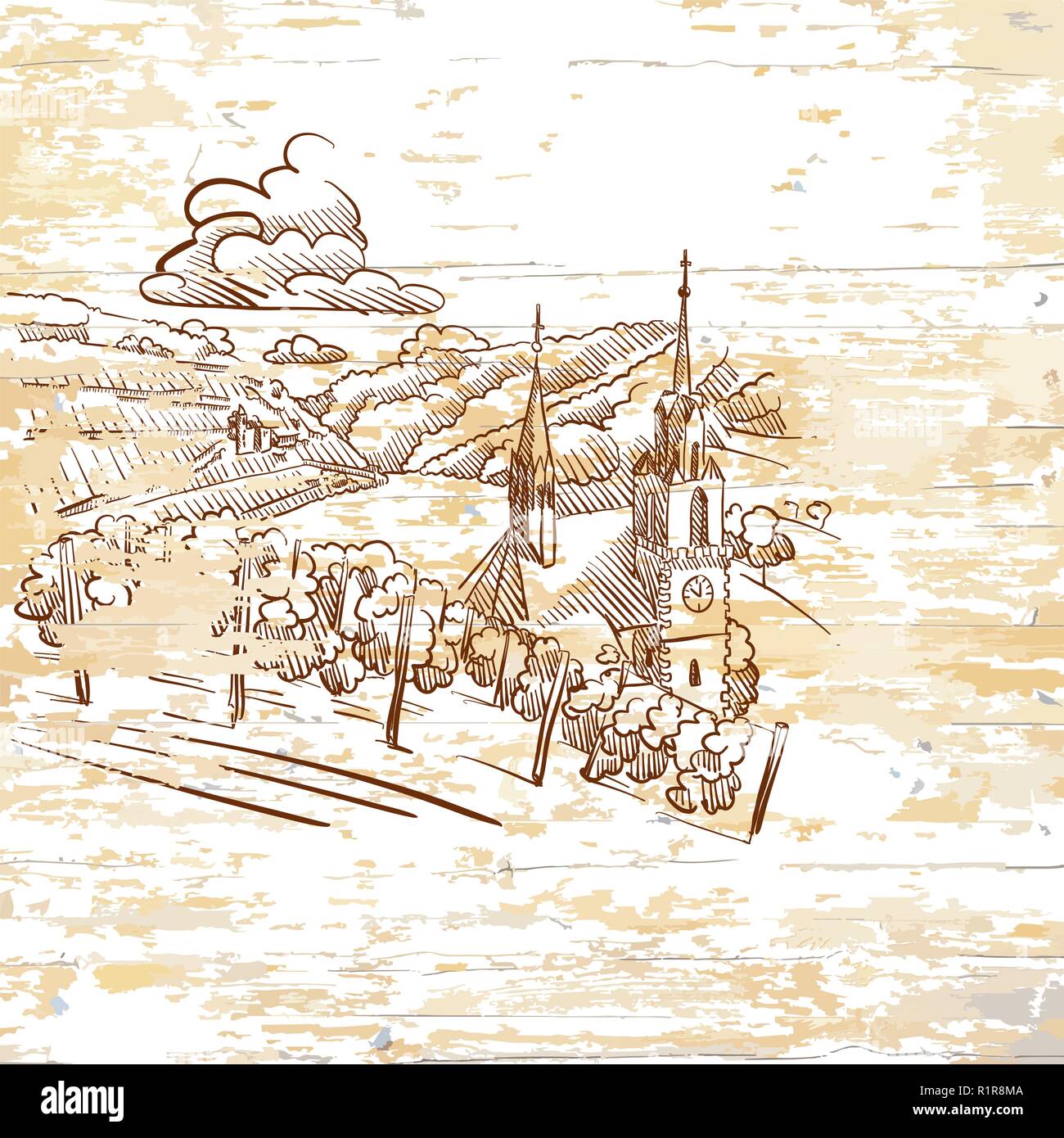 Grape field on background Stock Vector Images - Alamy