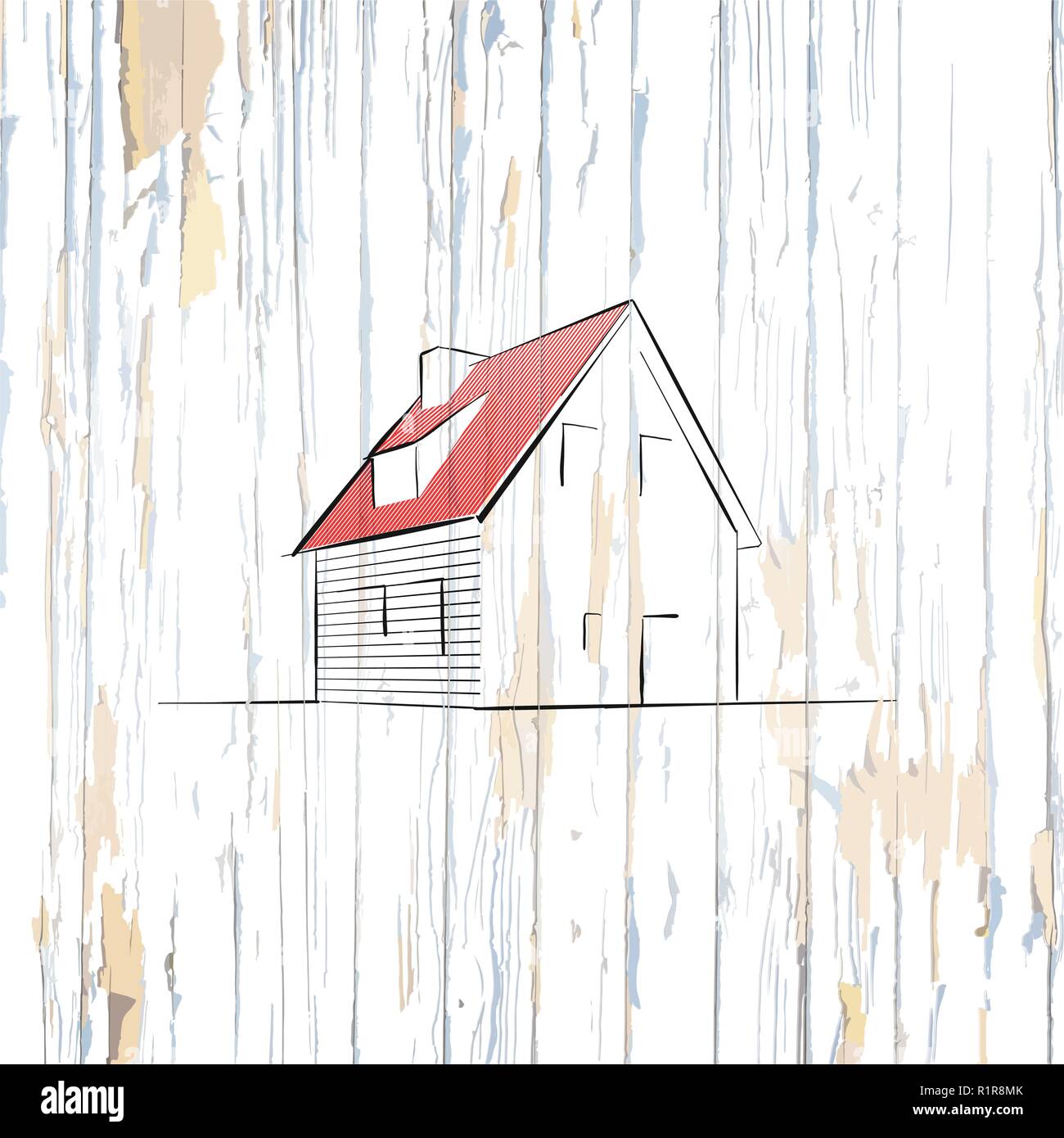 Drawing cottage on black Stock Vector Images - Alamy