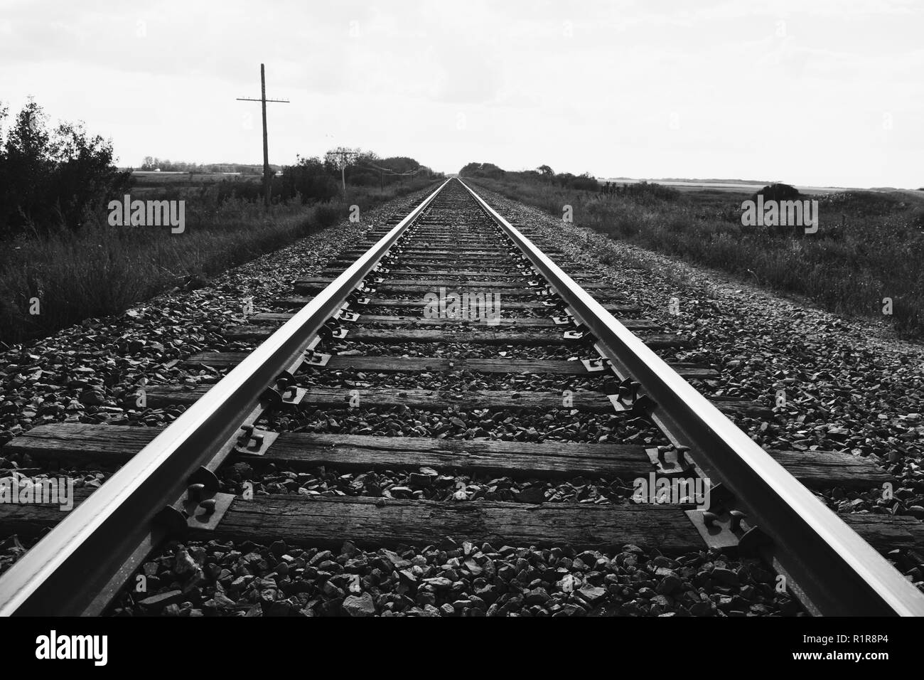 Close up of railway leading lines Stock Photo - Alamy