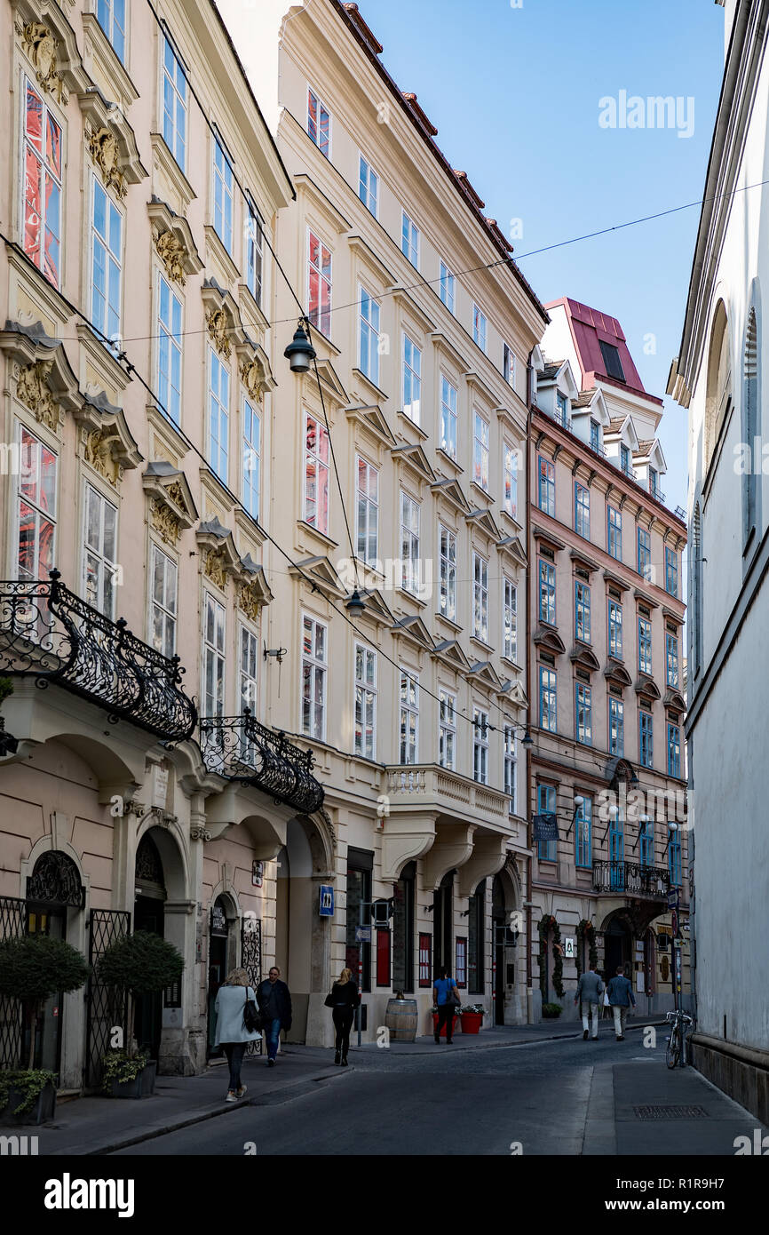 Nice cozy street in the old town of Vienna Stock Photo - Alamy