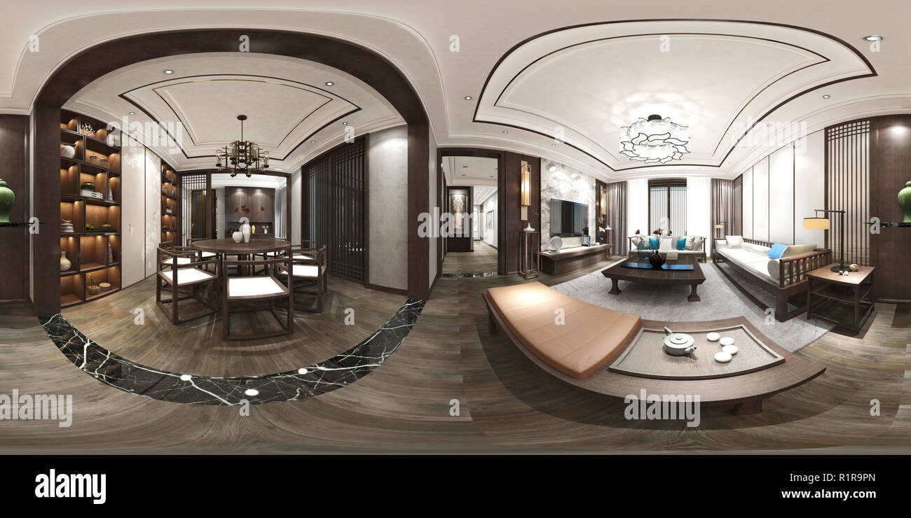 360 Degrees Home Interior, Living Room Stock Photo - Alamy