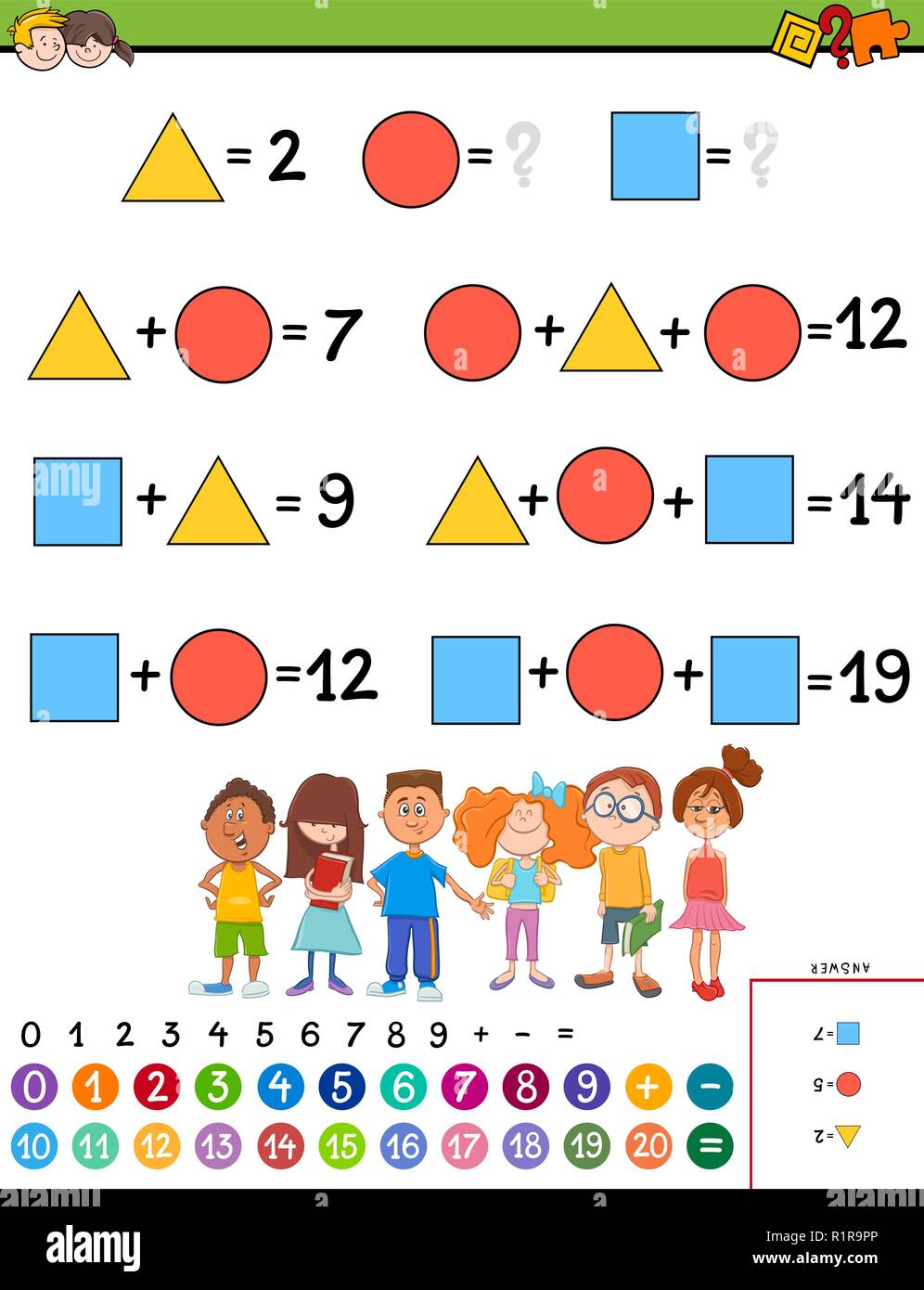 Cartoon Illustration of Educational Mathematical Calculation with ...