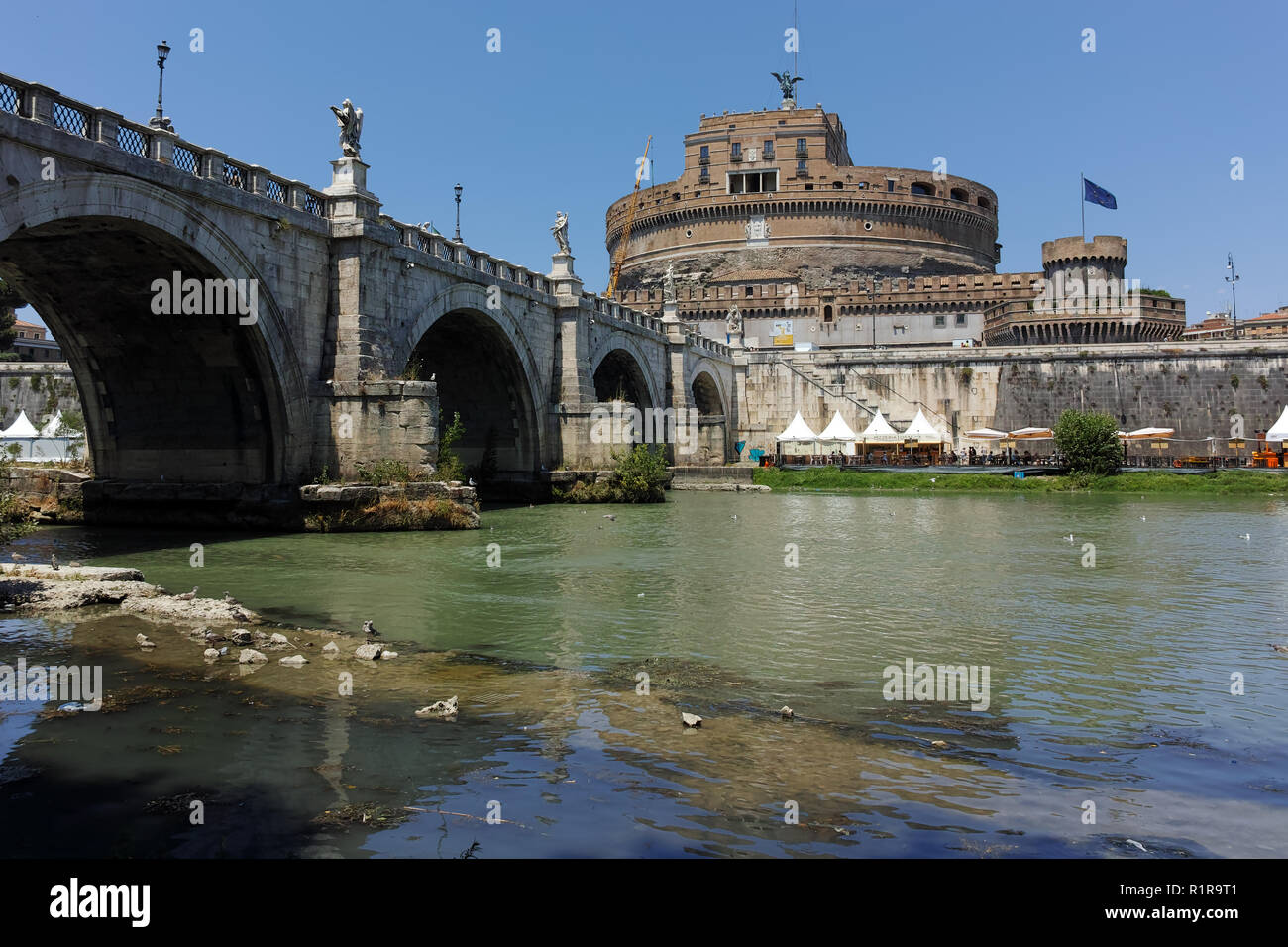 ROME, ITALY - JUNE 22, 2017: Amazing view of St. Angelo Bridge, Tiber ...