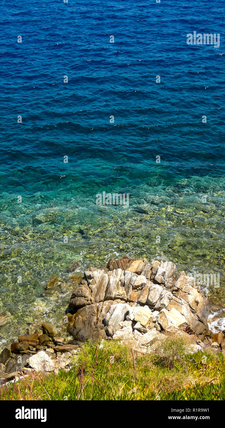 Coastline of Ammouliani island, Athos, Chalkidiki, Central Macedonia ...