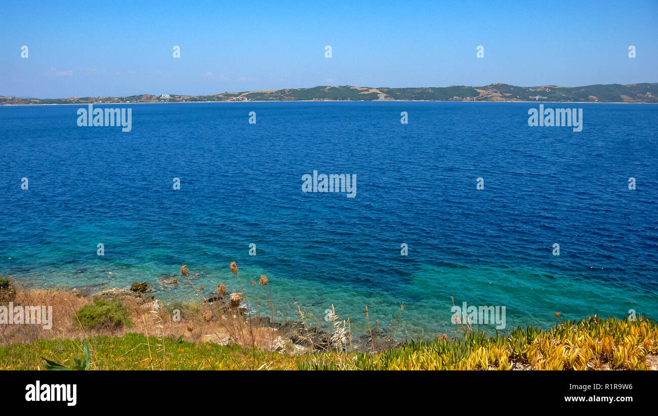 Coastline of Ammouliani island, Athos, Chalkidiki, Central Macedonia ...