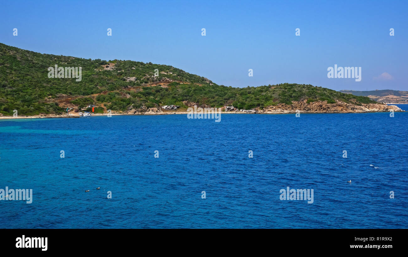 Coastline of Ammouliani island, Athos, Chalkidiki, Central Macedonia ...