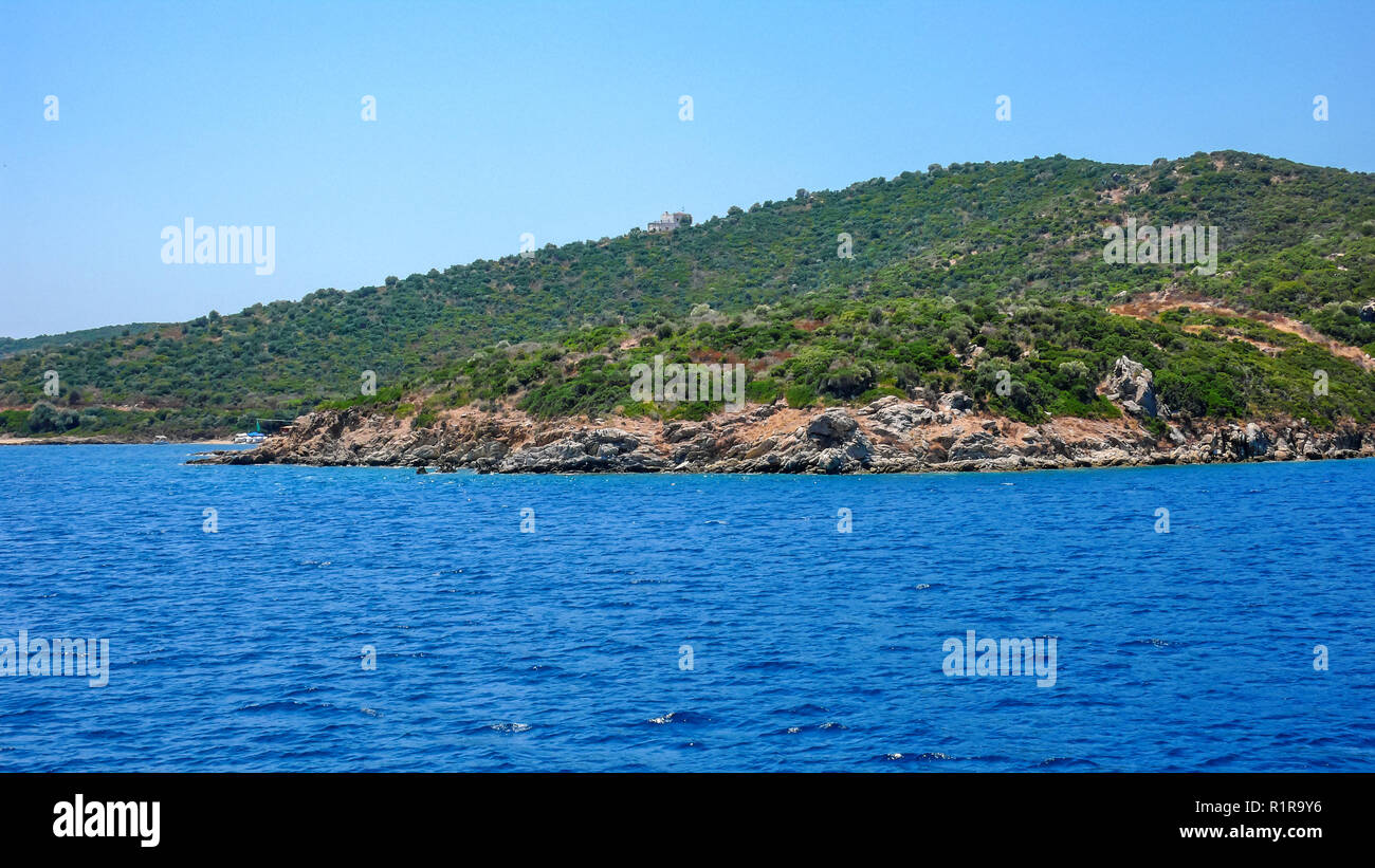 Coastline of Ammouliani island, Athos, Chalkidiki, Central Macedonia ...