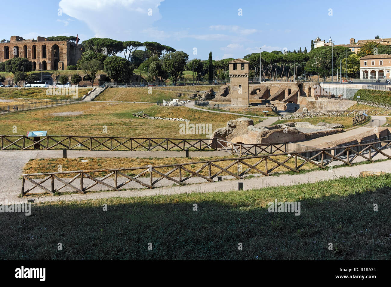 ROME, ITALY - JUNE 22, 2017: Amazing panoramic view of Circus Maximus ...