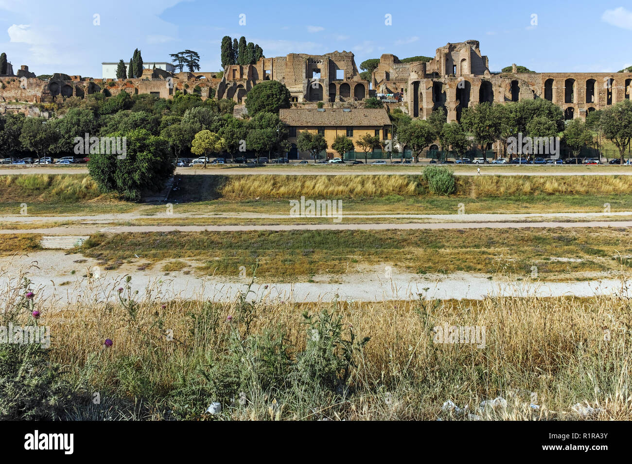 ROME, ITALY - JUNE 22, 2017: Amazing panoramic view of Circus Maximus ...