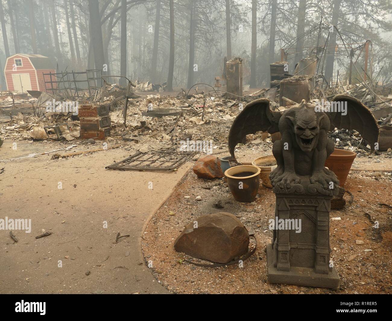 Paradise, USA. 13th Nov, 2018. Burnt debris left behind by the forest ...