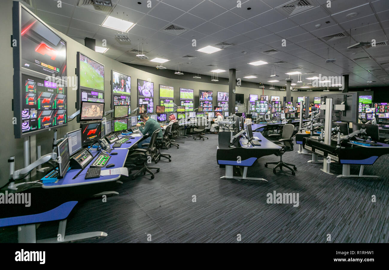 Doha, Qatar. 11th Nov, 2018. An interior view of the beIN TV Network ...