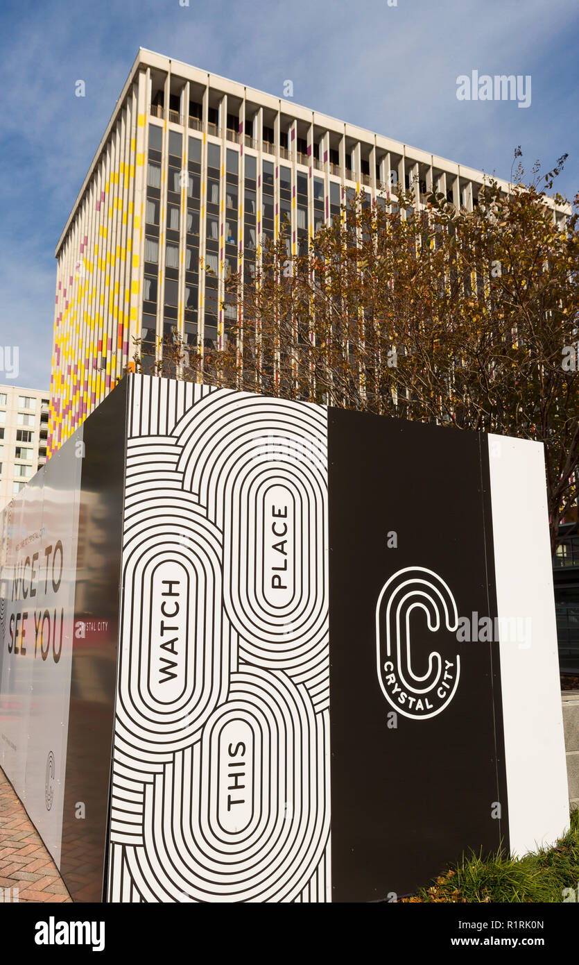 Crystal City, Virginia USA. 14 Nov, 2018. Promotion sign for Crystal ...