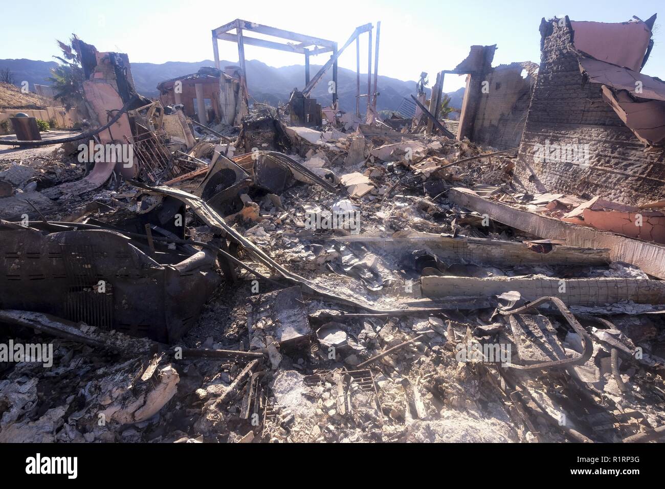 Los Angeles, California, USA. 14th Nov, 2018. The charred remains of a ...