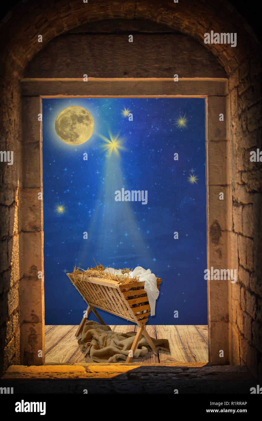 Nativity christmas empty manger hi-res stock photography and images - Alamy