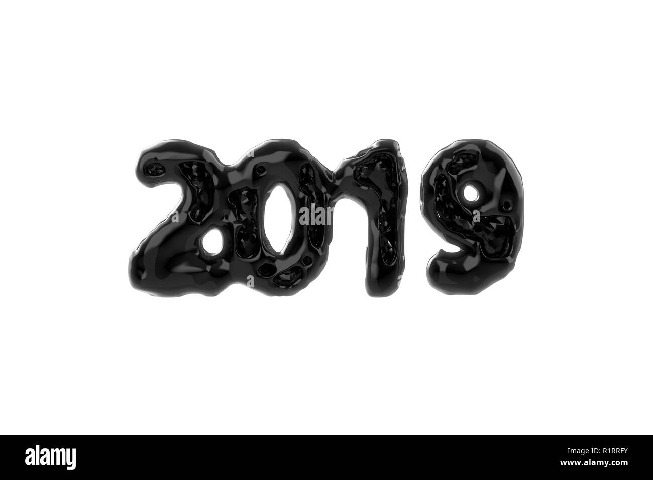 Happy New Year Banner with 2019 Numbers made by bright glossy plastic ...