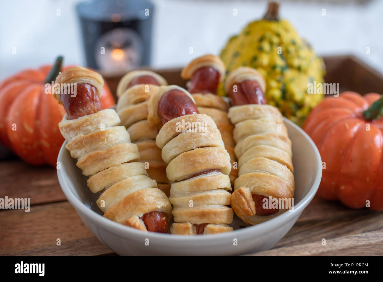 Scary sausage mummies Stock Photo - Alamy