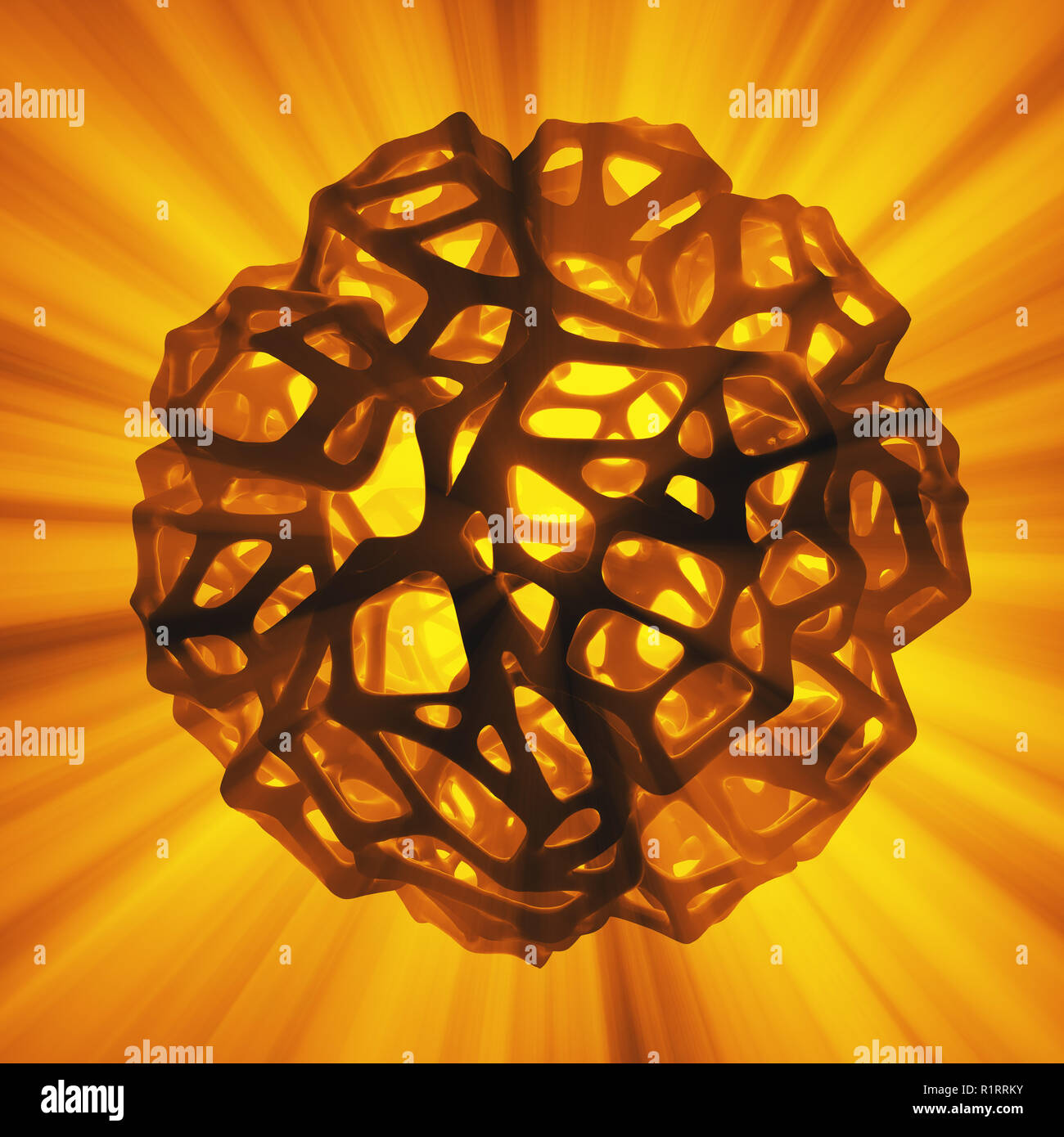 Abstract 3d rendering concept of high poly sphere with chaotic mesh ...