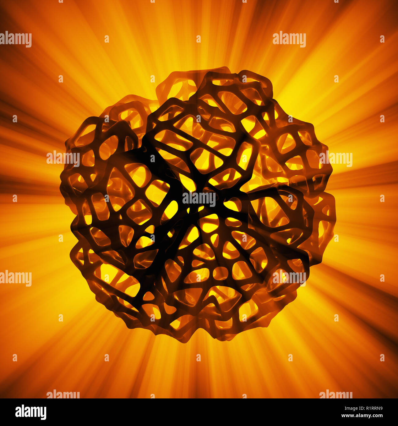 Abstract 3d rendering concept of high poly sphere with chaotic mesh ...