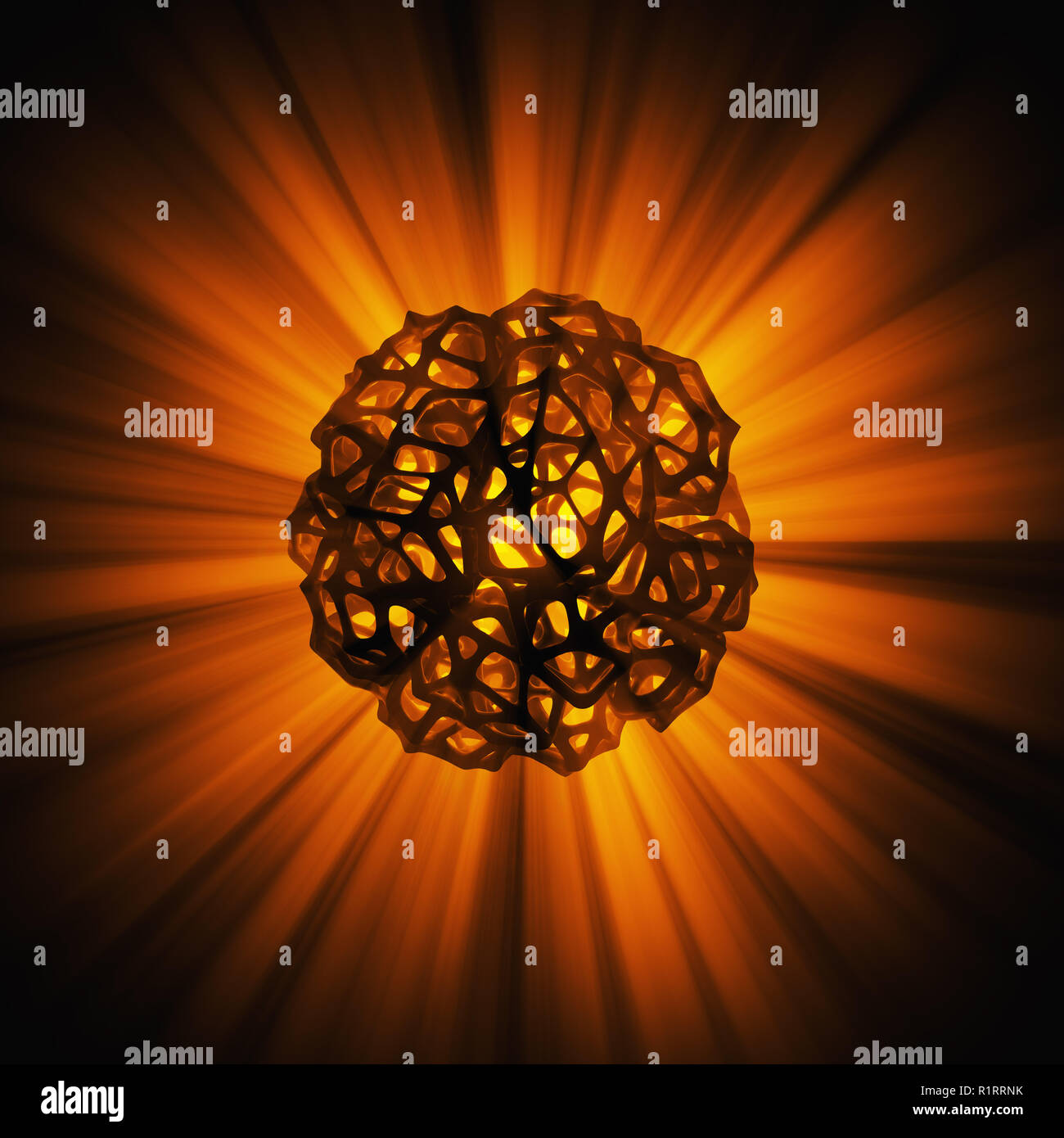 Abstract 3d rendering concept of high poly sphere with chaotic mesh ...