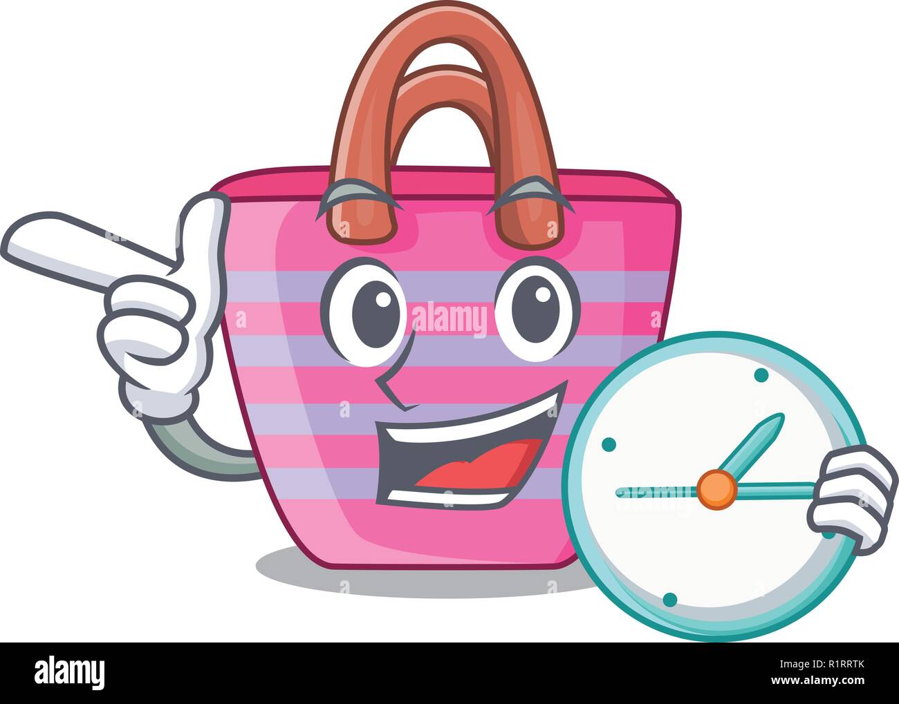 With clock Beach picnic bag on character shape Stock Vector Image & Art ...