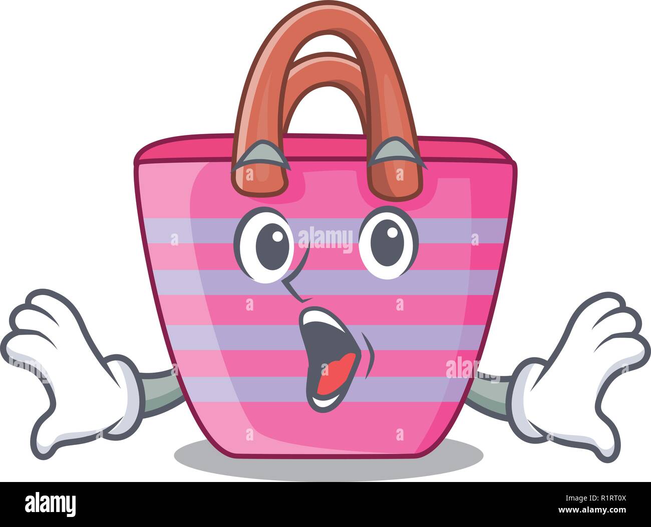 Surprised beach bag cartoon on the sand Stock Vector Image & Art - Alamy