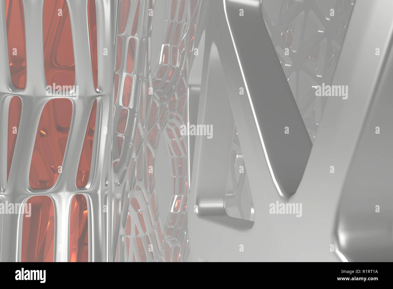 Abstract 3d rendering concept of high poly architecture with steel and ...
