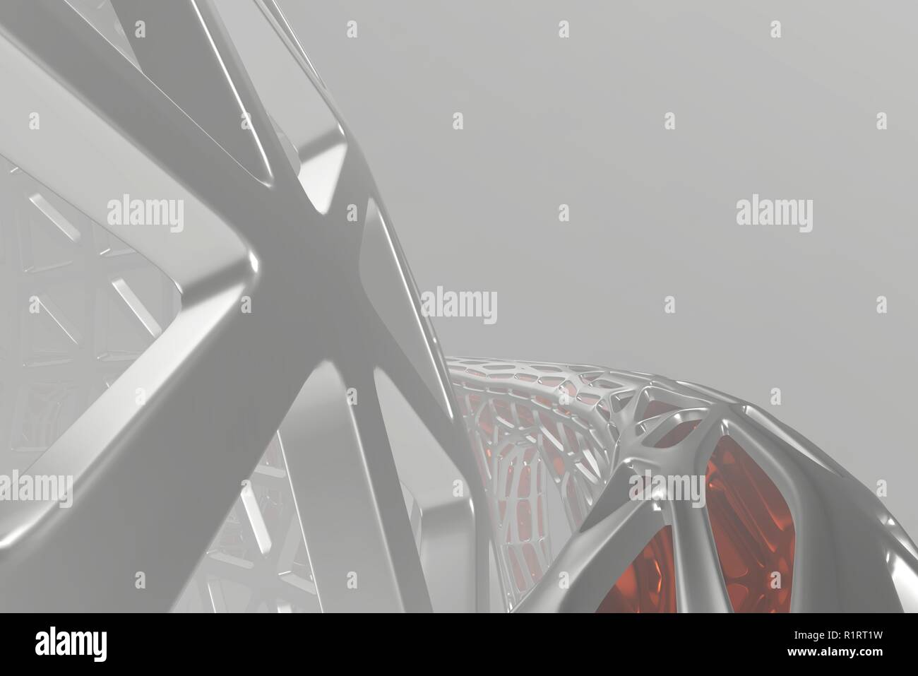 Abstract 3d rendering concept of high poly architecture with steel and ...